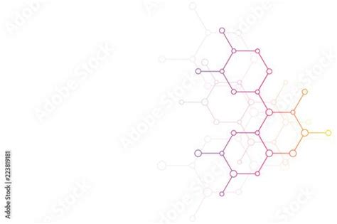 Abstract Molecular Structure And Chemical Elements Hexagonal Background