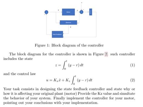 Solved Implement A State Feedback Controller With Integral