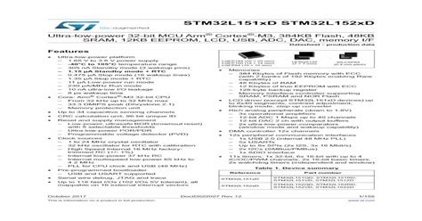 pdf ultra low power 32 bit mcu arm® cortex® m3 … ultra low power