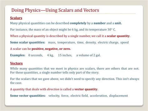 PPT Doing PhysicsUsing Scalars And Vectors PowerPoint Presentation ID 2583367