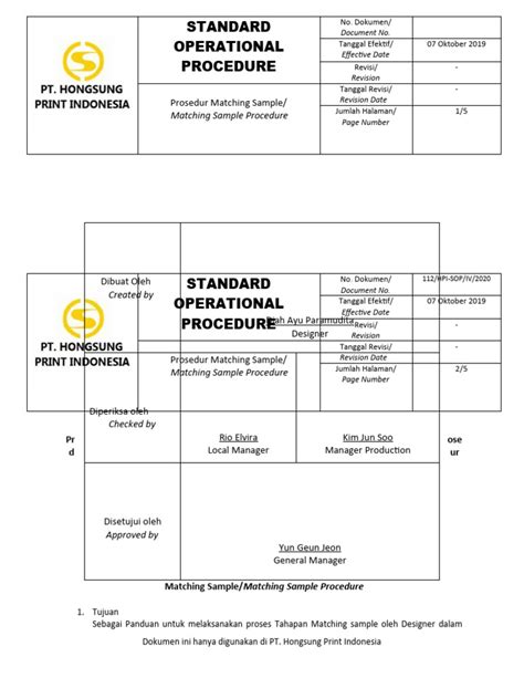sop matching sample pdf