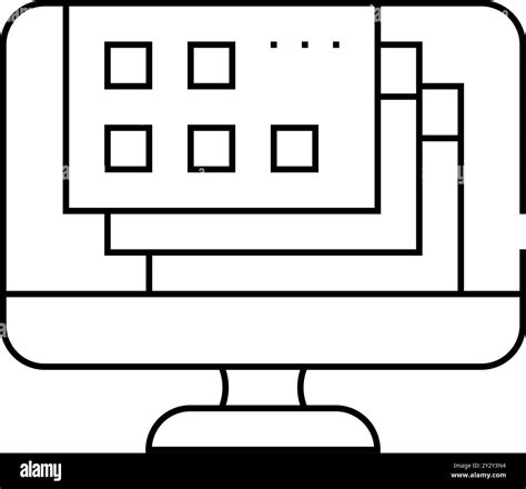 Opened Windows Of Operating System Line Icon Vector Illustration Stock