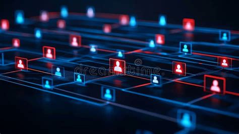 Futuristic Data Grid With Glowing Blue And Red Connections Symbolizing Network Architecture