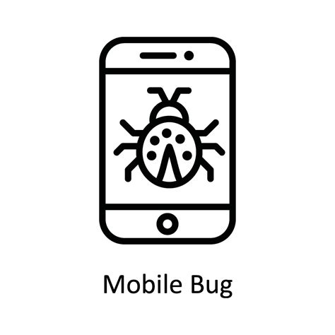 Mobile Bug Vector Outline Icon Design Illustration Cyber Security