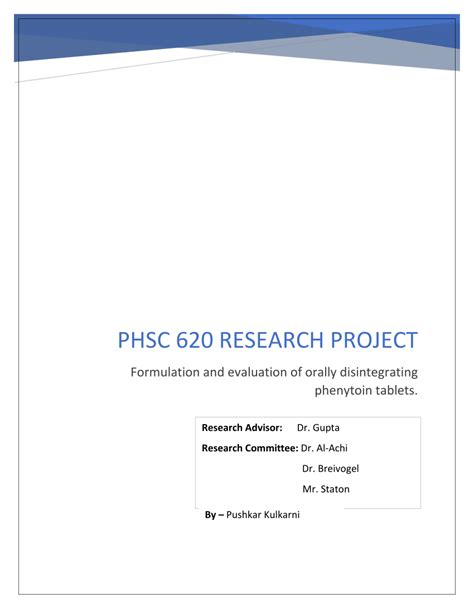 Pdf Formulation And Evaluation Of Phenytoin Orally Disintegrating Tablets