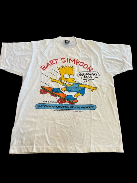 Vtg 1990 Single Stitch Bart Simpson Skateboarding Cha Gem