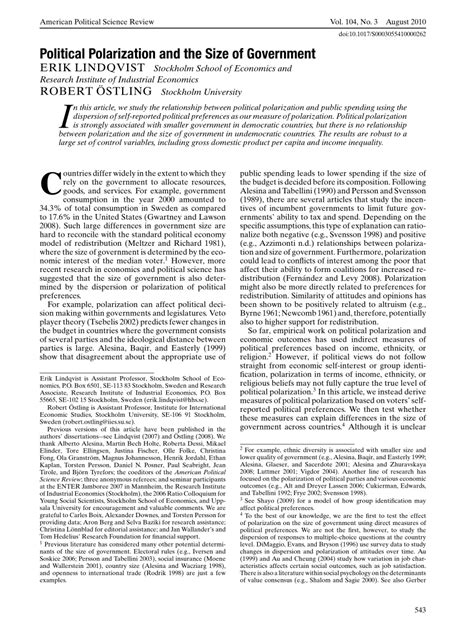 PDF Political Polarization And The Size Of Government