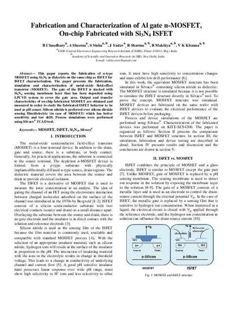 Pdf Fabrication And Characterization Of Al Gate N Mosfet On Chip