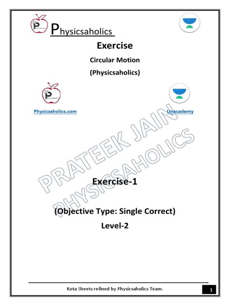 sheet exercise 1 circular motion single correct l 2 1668503324009 download free pdf