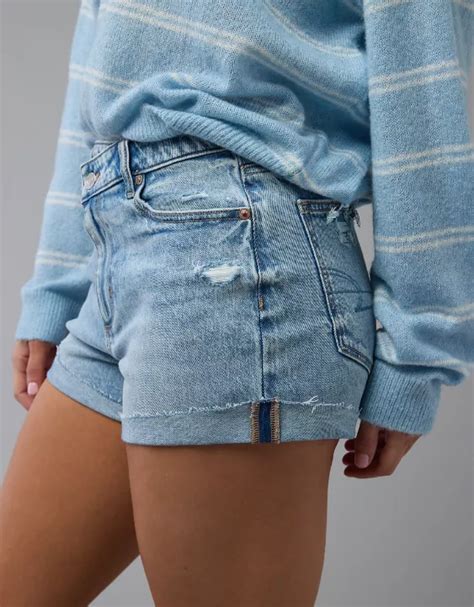 Ae Stretch Ripped Denim Mom Short Ae