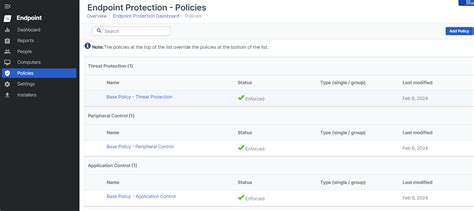 set up policies sophos central admin