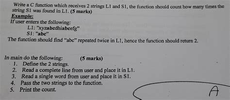 Solved Write A C Function Which Receives 2 Strings L1 And