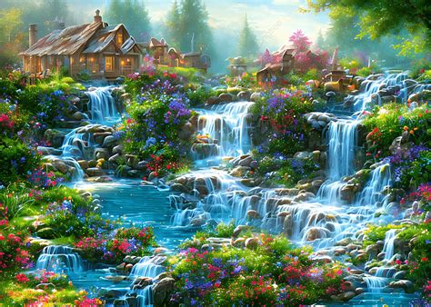 동화에 흐르는 마법의 폭포 폭포 전래 동화 만화 배경 일러스트 및 사진 무료 다운로드 Pngtree