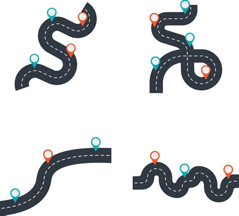 road map route for application background isolated vector set