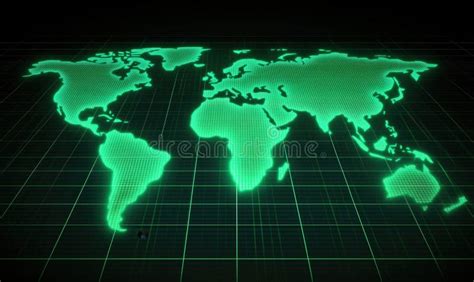 Digital World Map Green Grid Design Global Connectivity Technology
