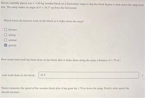 Solved Steven Carefully Places A M 1 65 Kg Wooden Block On A