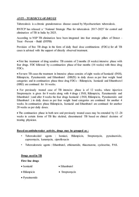 Antitubercular Drugs Att Drugs Pdf