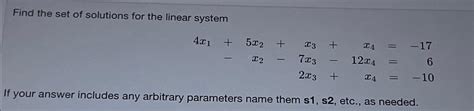 solved find the set of solutions for the linear