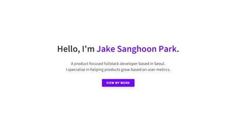 Jake Sanghoon Park Fullstack Web Developer