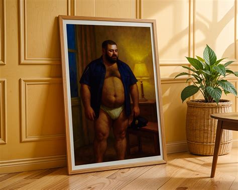 Hairy Chest Gay Bear Art Print Night Queer Police Lgbtq Body