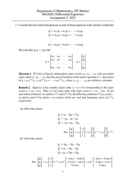 2021 assignment 2 pdf eigenvalues and eigenvectors ordinary differential equation
