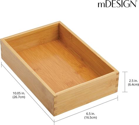 Mdesign Bamboo Kitchen Cabinet Drawer Organizer Tray Bin Eco Friendly