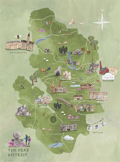 Illustrated Map Of The Peak District Map Art Illustration