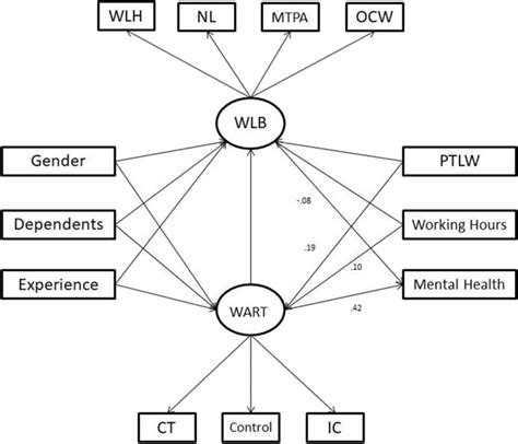 hypothesized structural model depicting the relations between gender