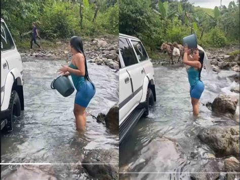Guapa joven se refresca en el río pero sube la temperatura en redes