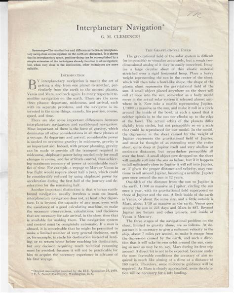 Jf Ptak Science Books Blog Bookstore Interplanetary Navigation In Regards To Space Flight 1960