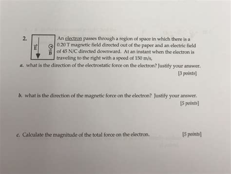 Solved 2 An Electron Passes Through A Region Of Space In