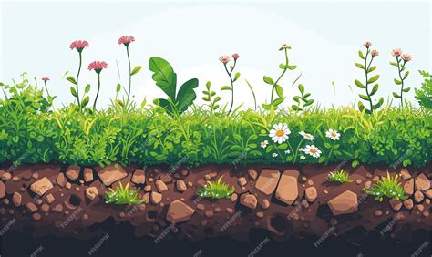 Premium Vector Vegetated Soil Cartoon Style Illustration