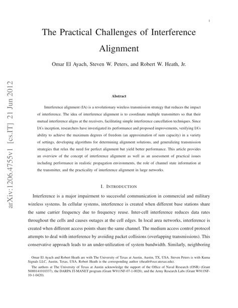 Pdf The Practical Challenges Of Interference Alignment