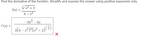 solved find the derivative of the function simplify and