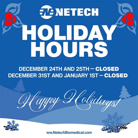 Netech Corporation On Linkedin Happyholidays Seasongreetings Netechbiomedical Holidayhours
