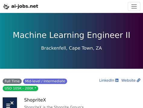 Hiring Machine Learning Engineer Ii In Brackenfell Cape Town Za R