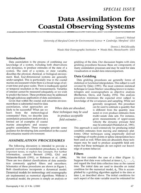 Pdf Data Assimilation For Coastal Observing Systems