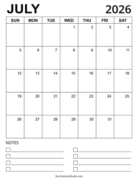 July And August 2026 Calendars July August 2026 Calendar Printable