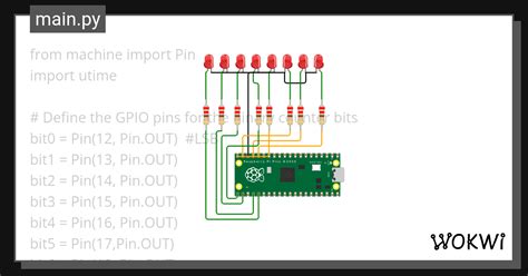 8 bit binary counter - Wokwi ESP32, STM32, Arduino Simulator