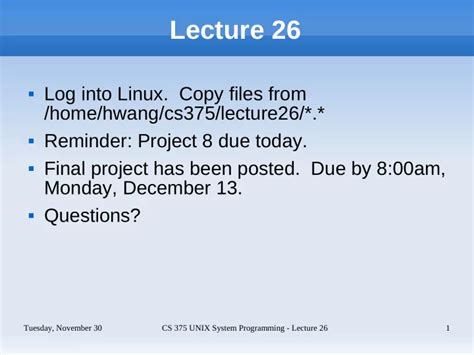 Ppt Lecture 26 Log Into Linux Copy Files From Powerpoint