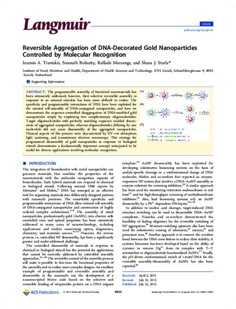 Reversible Aggregation Of Dna Decorated Gold Nanoparticles Controlled