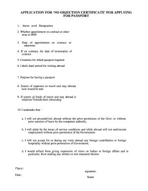 Fillable Online APPLICATION FOR NO OBJECTION CERTIFICATE FOR APPLYING Fax Email Print PdfFiller