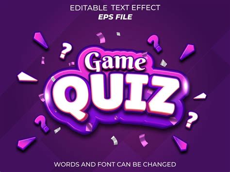 Premium Vector Game Quiz Text Effect Font Editable Typography 3d Text Vector Template
