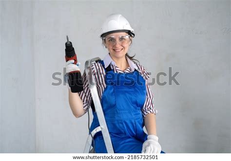 Portrait Woman Work Uniform Screwdriver Hands Stock Photo Shutterstock