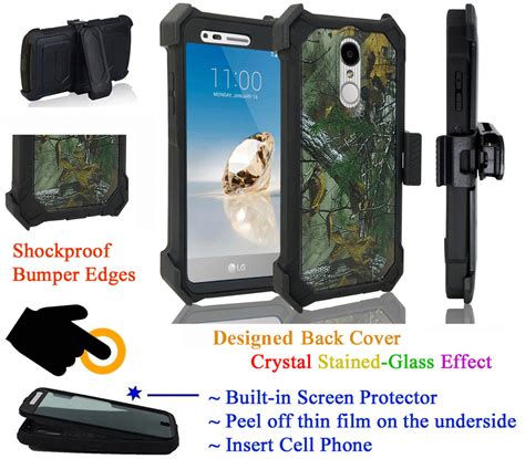 For 5 LG K8 2017 LG FORTUNE Case Phone Case 360 Cover Screen Protector Clip Crystal Holster