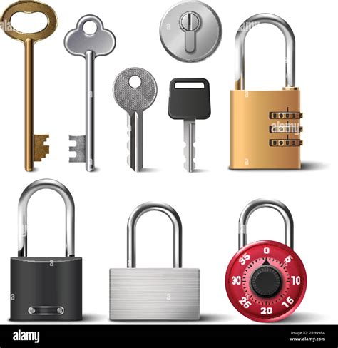 Realistic Keys And Locks Stock Vector Images Alamy