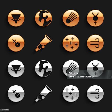 망원경 기호 수성 바람이 부는 날씨 보름달 금성 기호 혜성 지구 요소 및 지구 아이콘을 설정합니다 벡터 0명에 대한 스톡 벡터 아트 및 기타 이미지 Istock