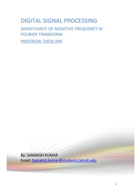 PDF Significance Of Negative Frequency In Fourier Transform