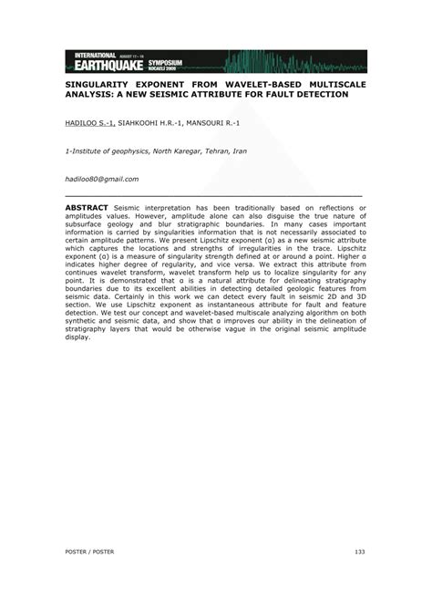 Pdf Singularity Exponent From Wavelet Based Multiscale Analysis A