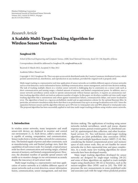 pdf a scalable multi target tracking algorithm for wireless sensor